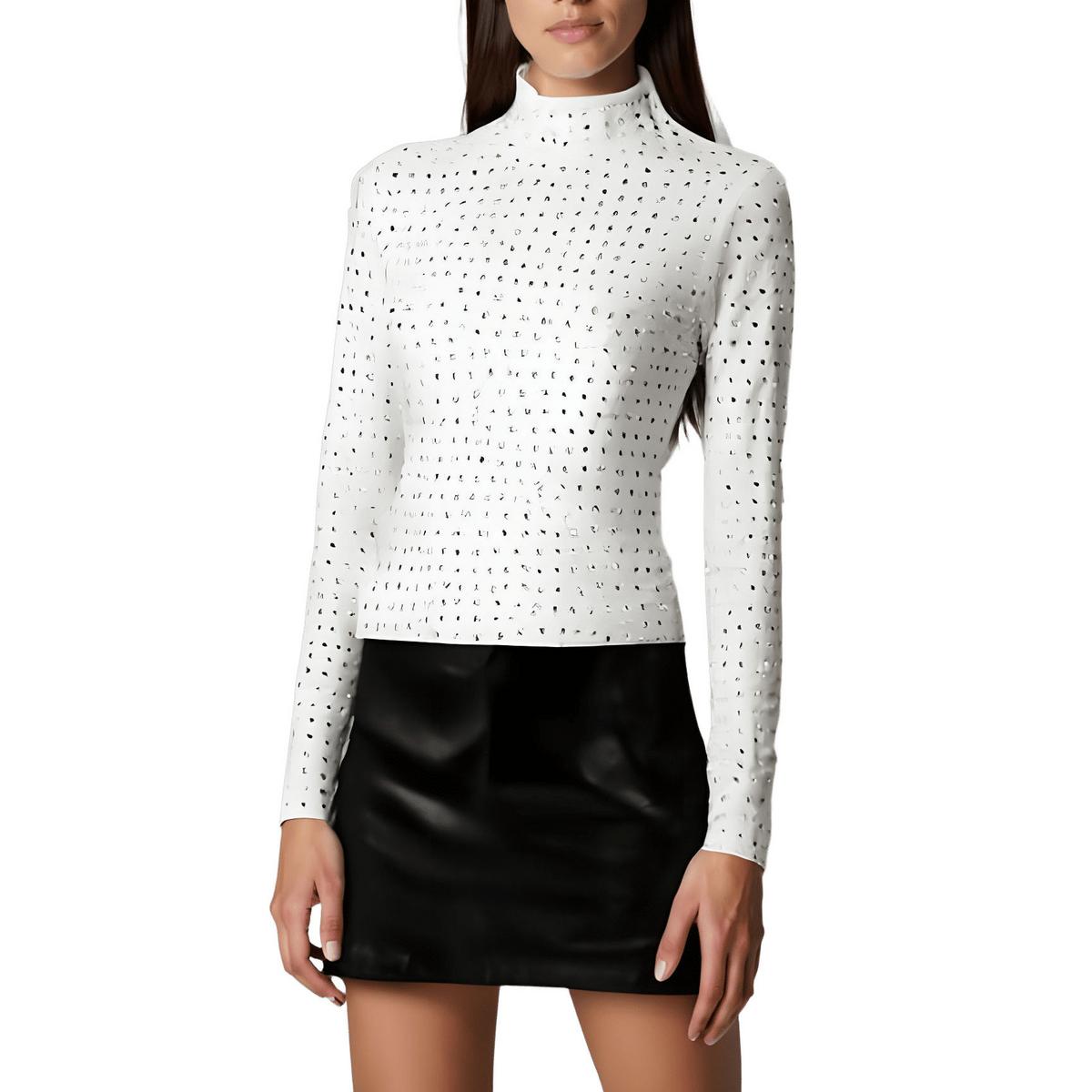 Steve Madden Womens Melvina Top Mock Neck Mesh Pullover Top product