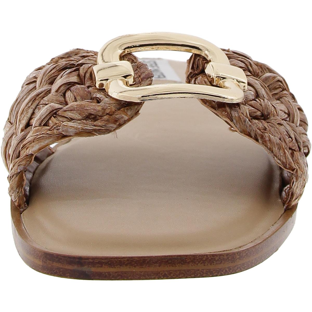 Steve Madden Womens Guarenteed Metallic Straw Slide Sandals product