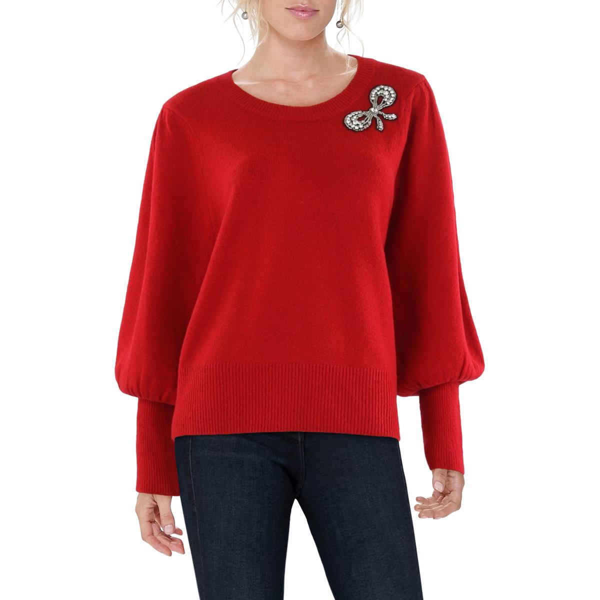 CeCe Womens Rhinestone Knit Crewneck Sweater product