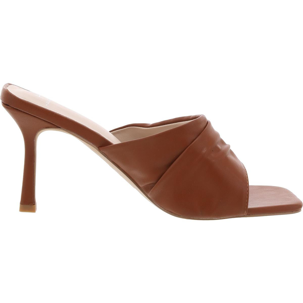 H Halston Womens Luanda Leather Square Toe Slide Sandals product