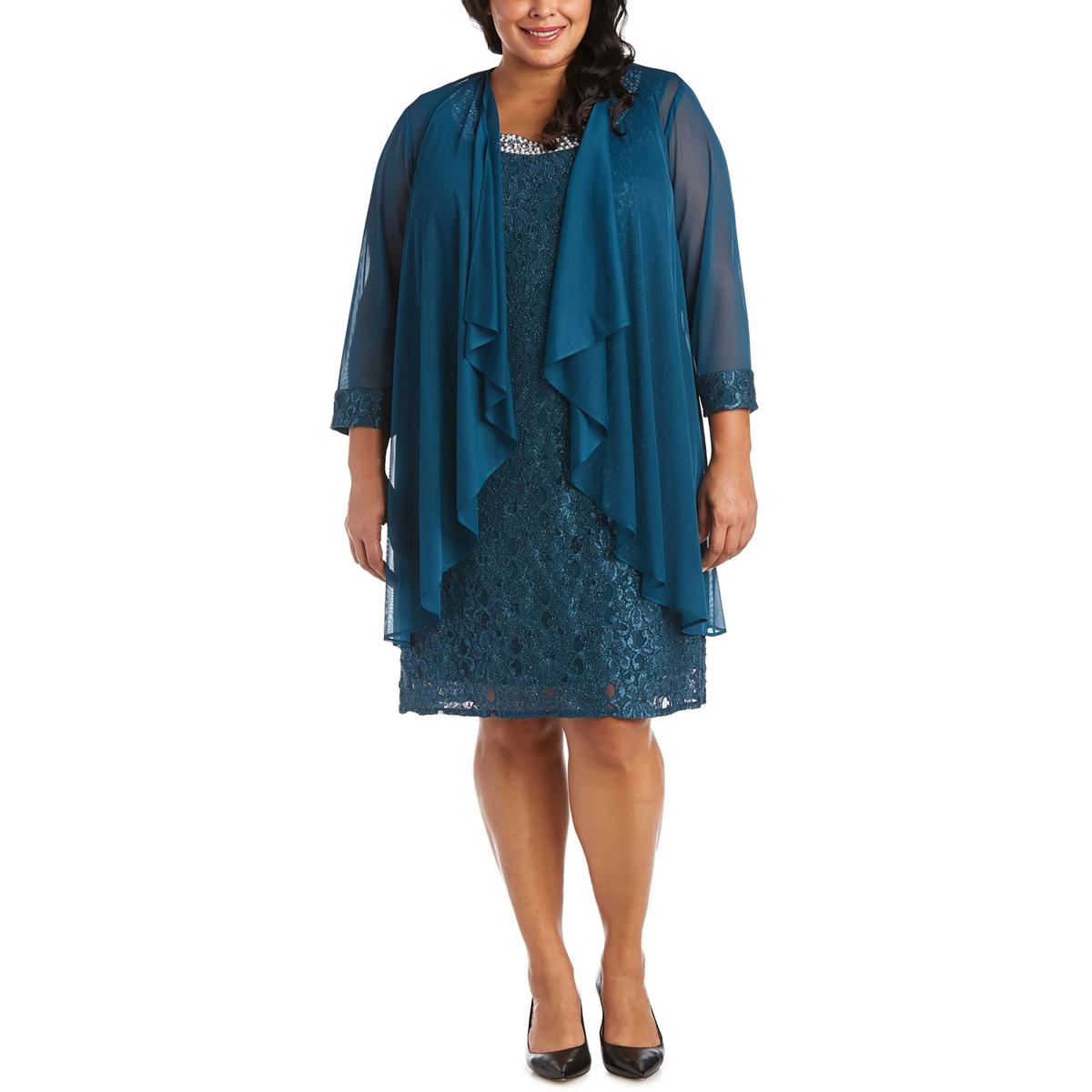 R&M Richards Womens Plus Mesh Sheer Topper Jacket product