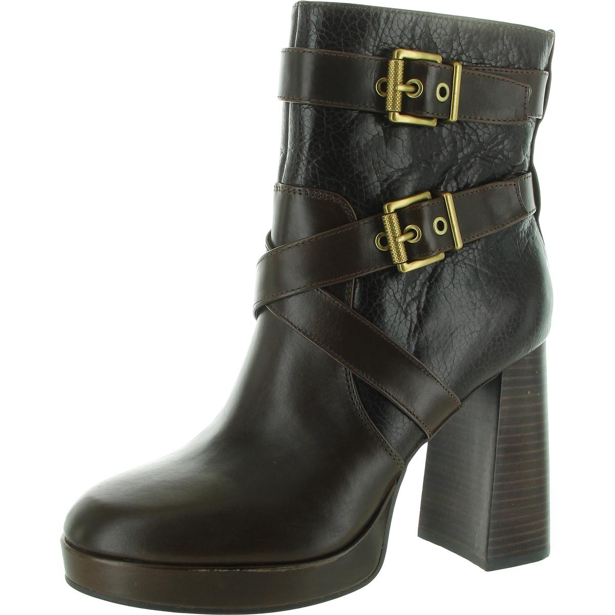 Vince Camuto Womens Coliana Leather Stacked Heel Booties product