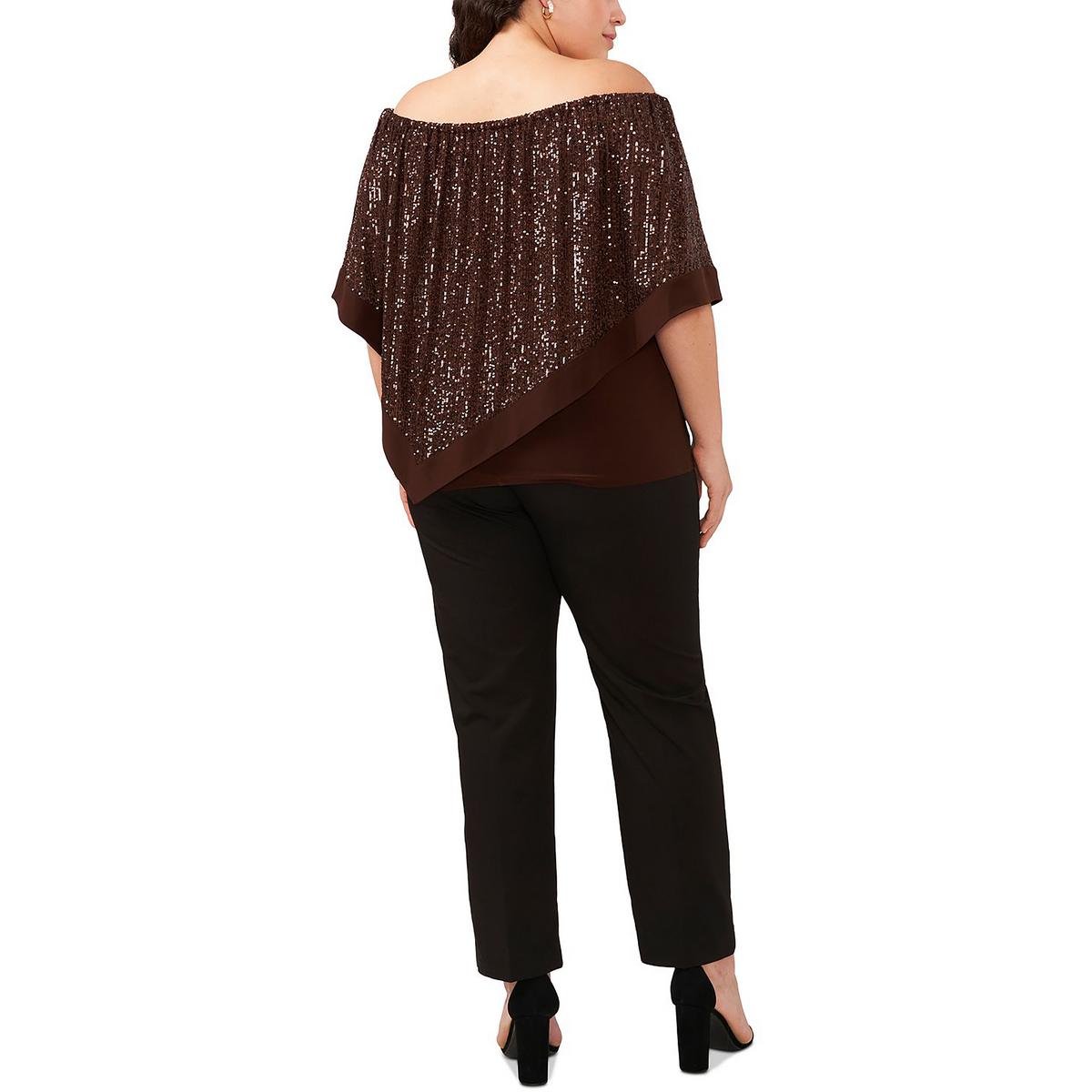 MSK Womens Plus Cape Sequined Blouse product