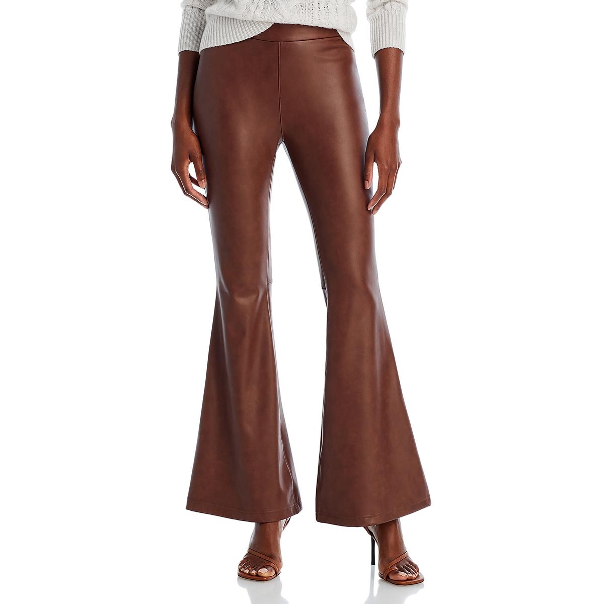 BAGATELLE.NYC Womens Faux Leather High Waist Flared Pants product