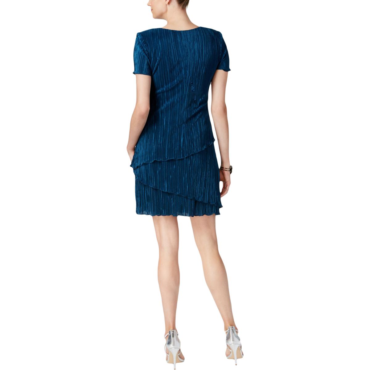 Connected Apparel Womens Petites Pleated Tiered Sheath Dress product