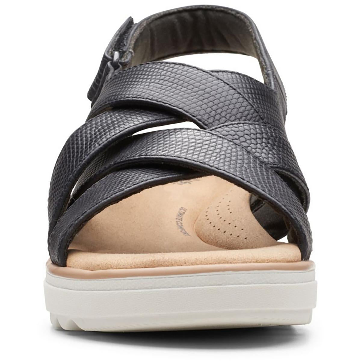 Clarks Womens Jillian Spring Leather Criss-Cross Strappy Sandals