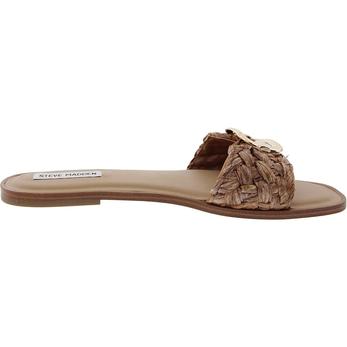 Steve Madden Womens Guarenteed Metallic Straw Slide Sandals product